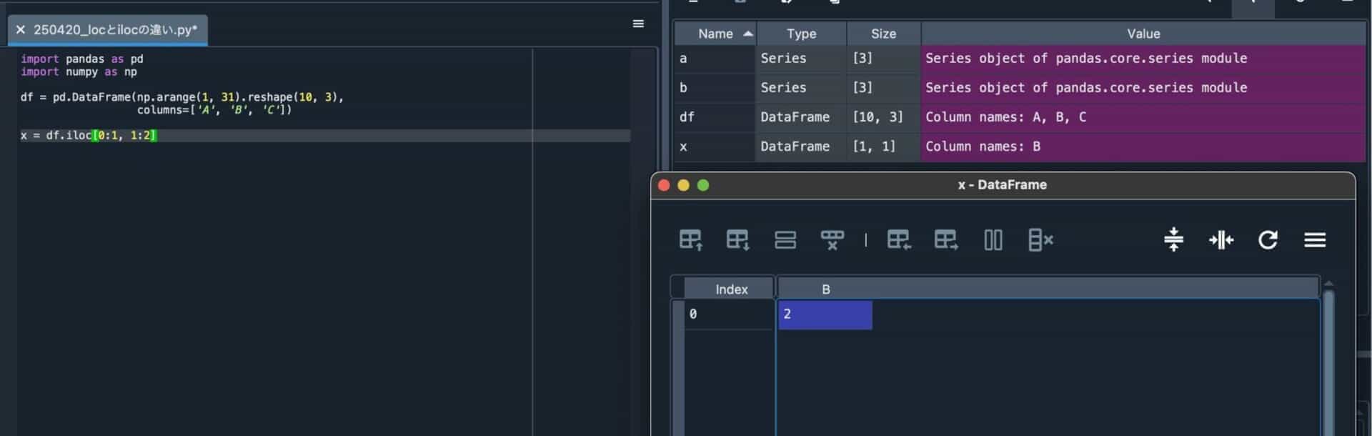 Pandasのlocとiloc：データ整形メソッドの使い方と違い | 工場の中間管理職の学び場